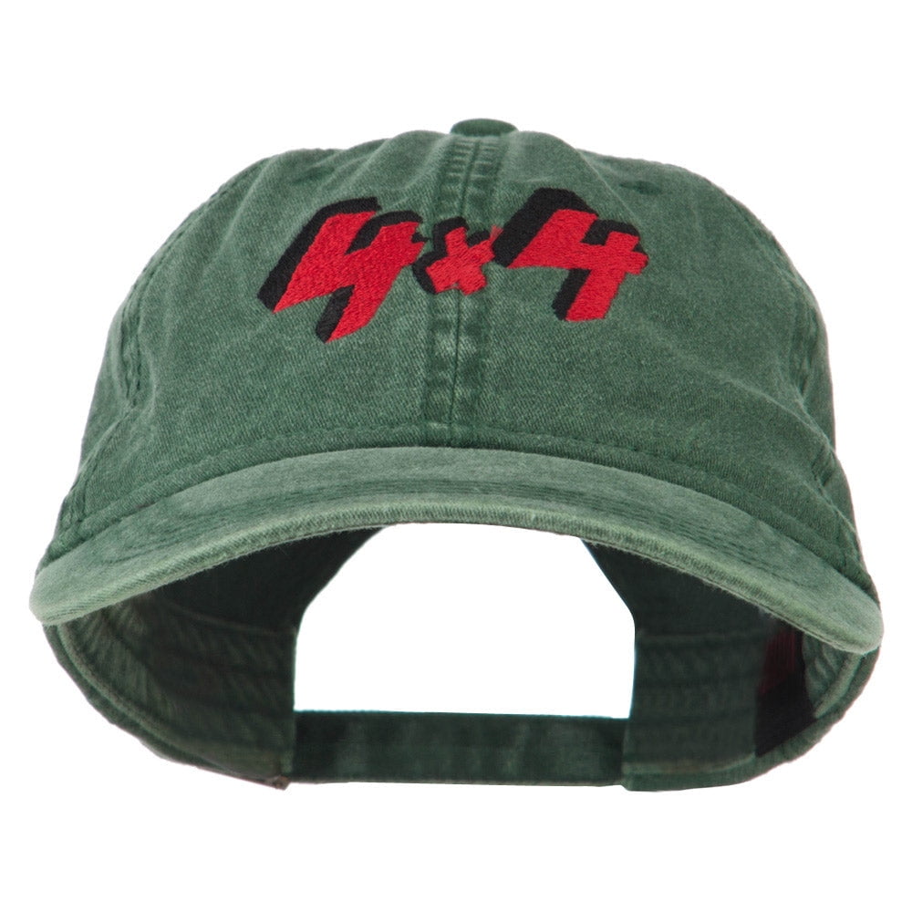 4 By 4 Embroidered Washed Cap - Dark Green OSFM - Walmart.com