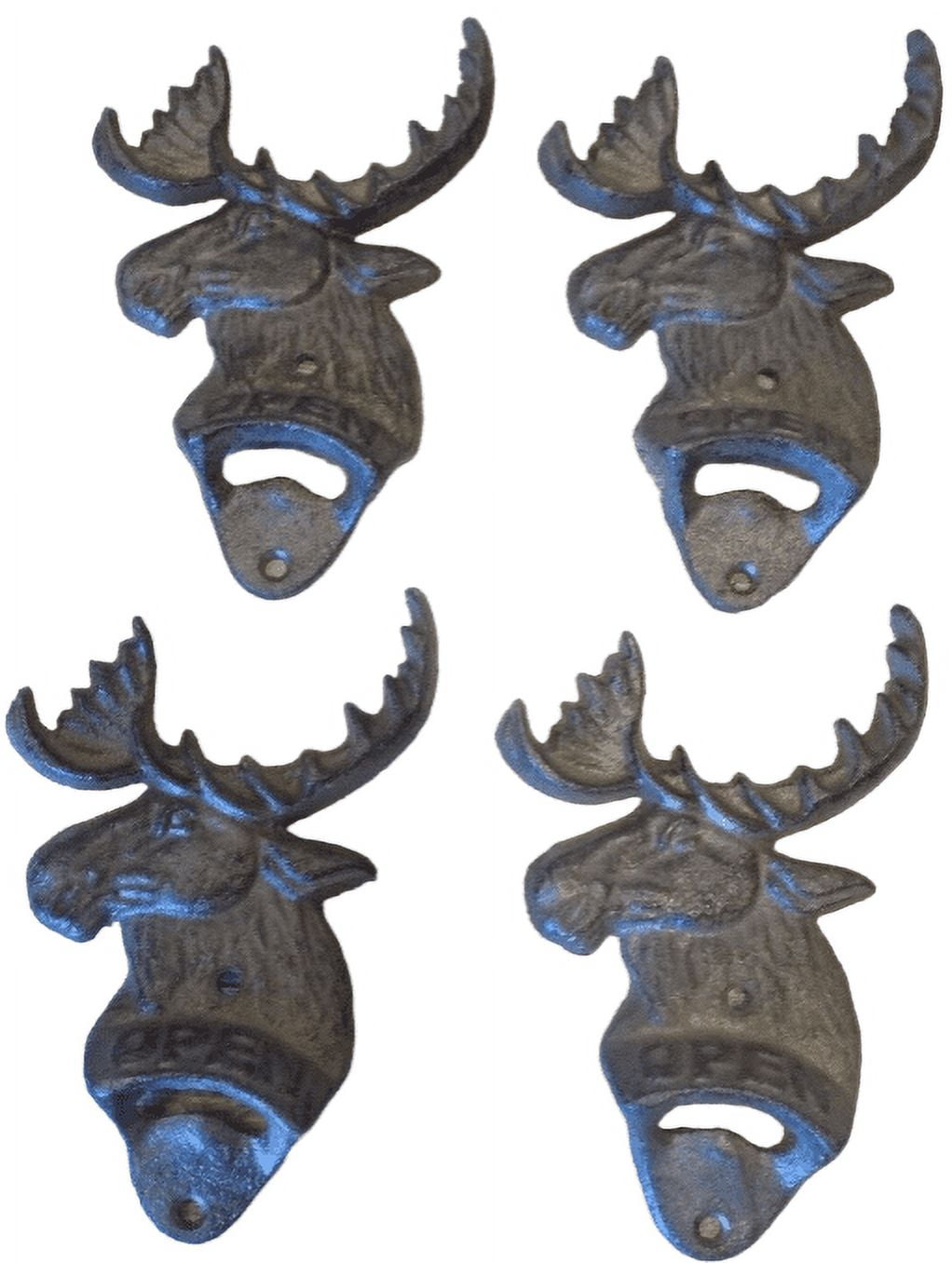 4 CAST IRON MOOSE BOTTLE OPENERS OPEN CABIN DECOR BEER BAR SODA WALL ...