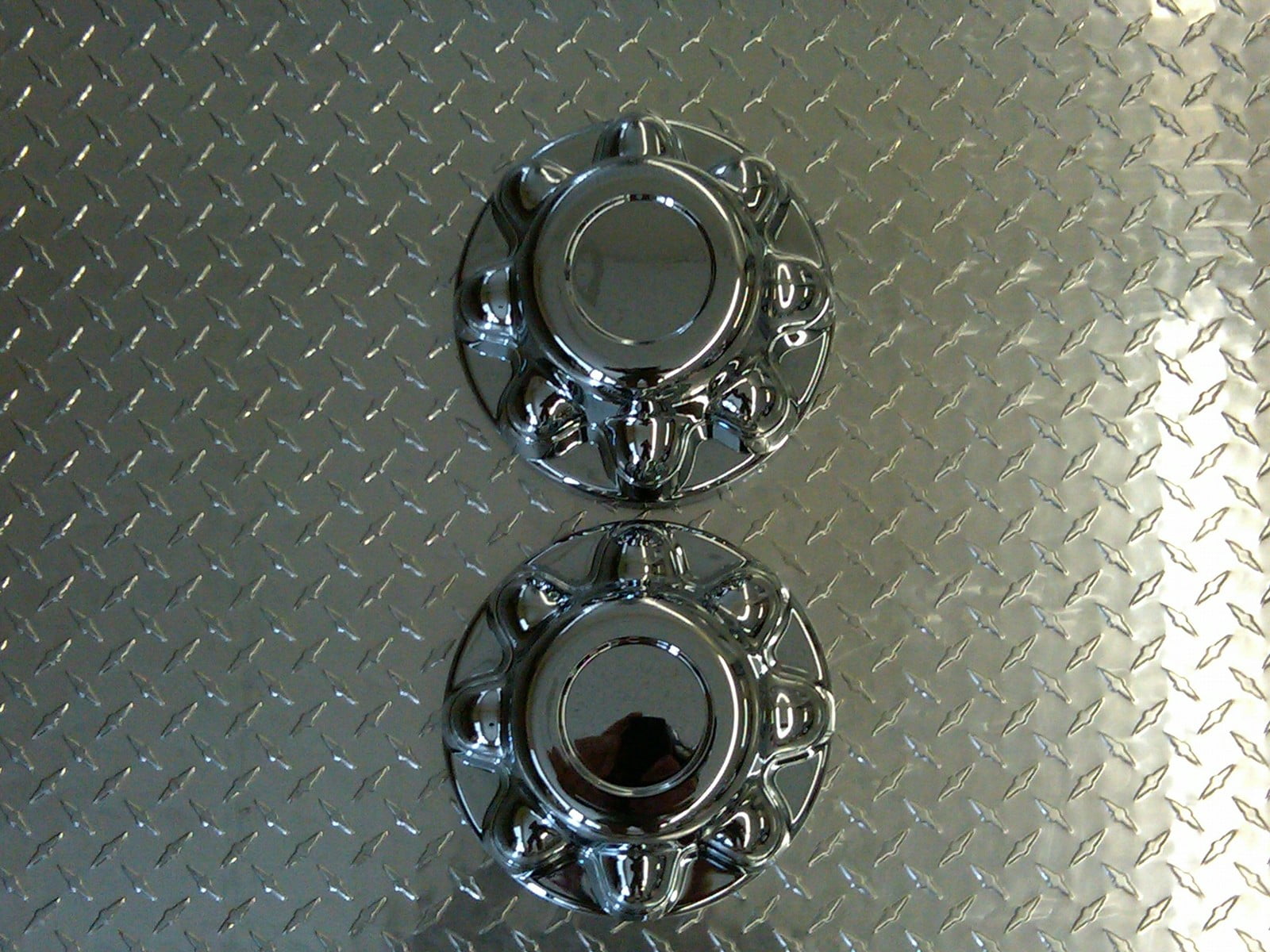 (4) CHROME Trailer Wheel Hub Cap Covers SHARP!! 16" 7/8" 8H rims ...