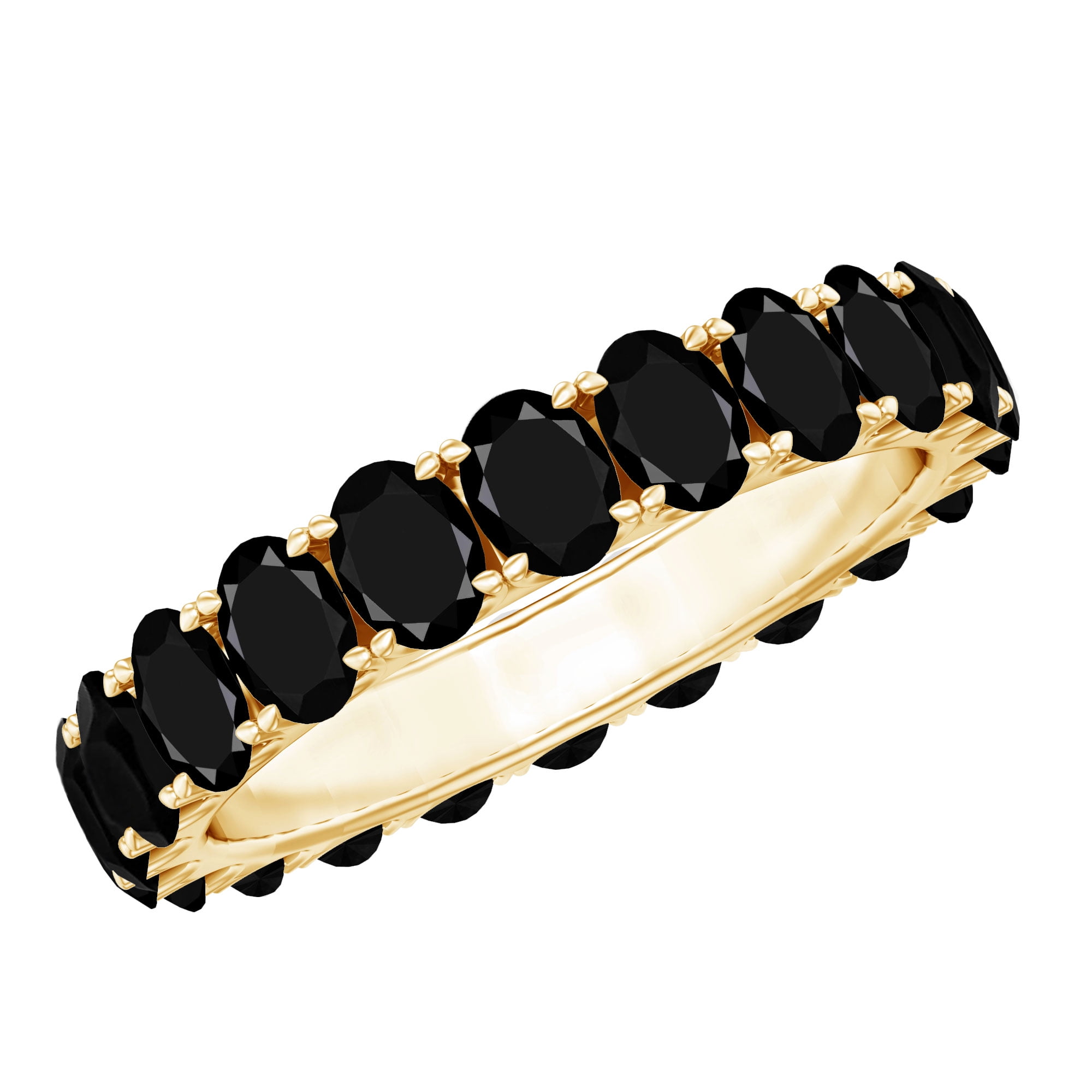 4 CT Black Onyx Eternity Ring, Oval Shape Black Onyx Eternity Ring in Claw Setting, December ...