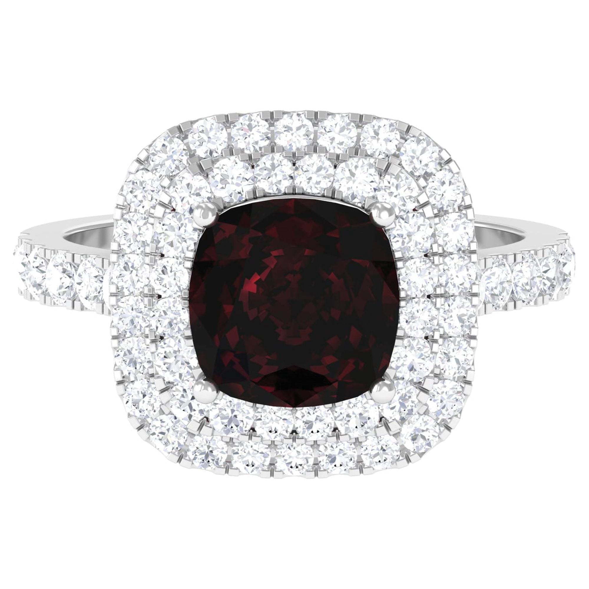 4 CT Garnet Engagement Ring with Double Halo Moissanite, 925 Sterling Silver, US 11.00 - Walmart.com