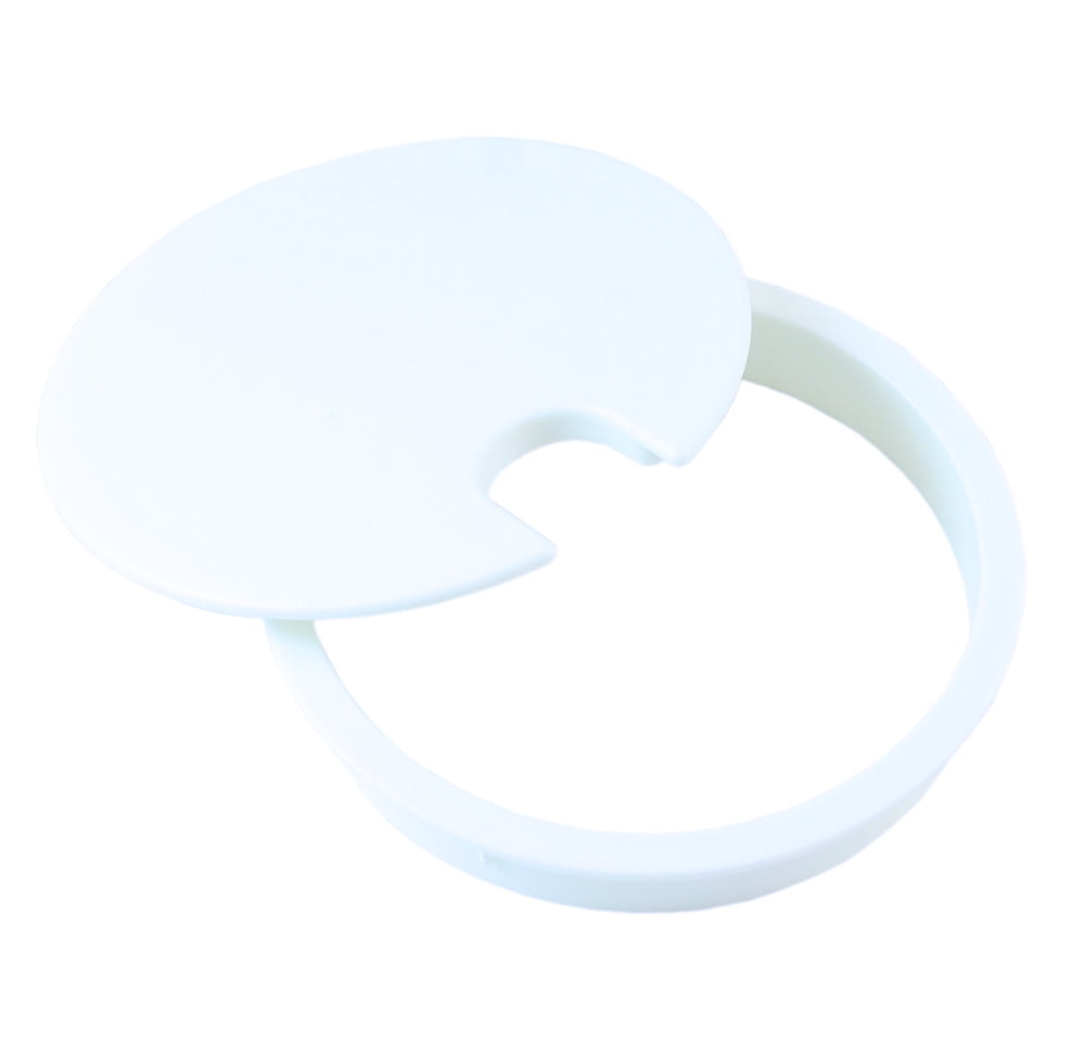 4" CUT-HOLE SIZE White Round Wire Management Grommet with Removable Lid ...