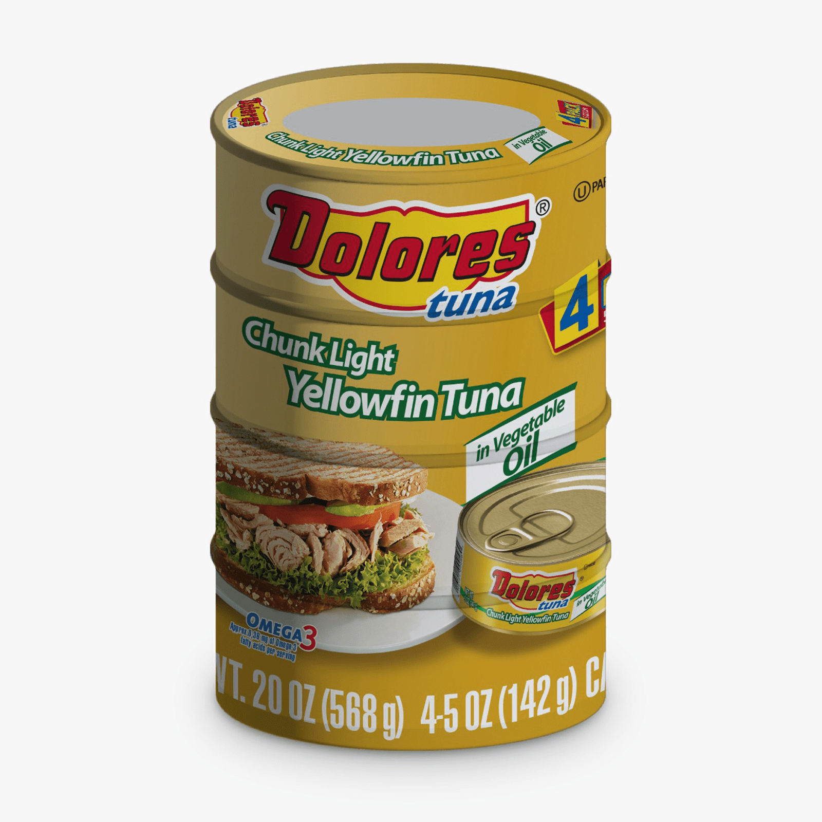 (4 Cans) Dolores® Tuna in Oil, Chunk Light Yellowfin Tuna in Vegetable ...