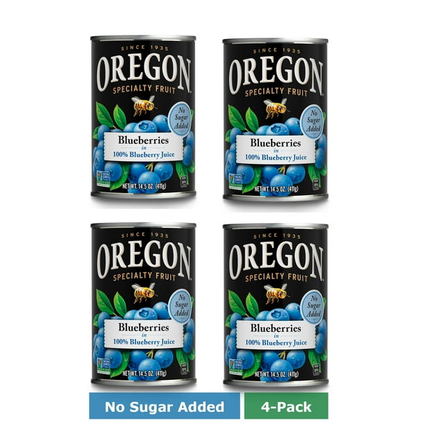 (4 Cans) Oregon Fruit Canned Blueberries in 100% Blueberry Juice, 14.5 ...