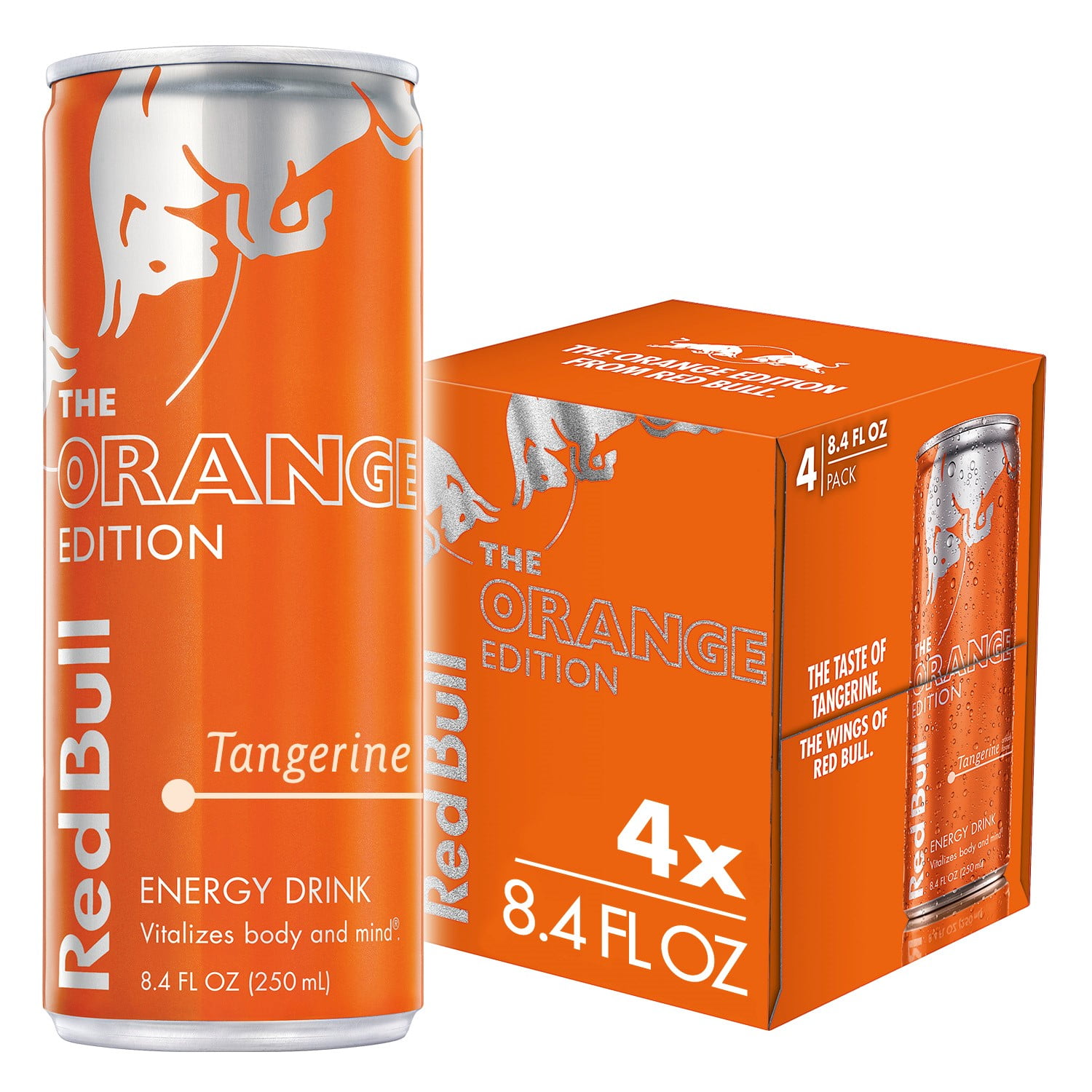 (4 Cans) Red Bull Energy Drink, Tangerine, 8.4 Fl Oz, Orange Edition ...