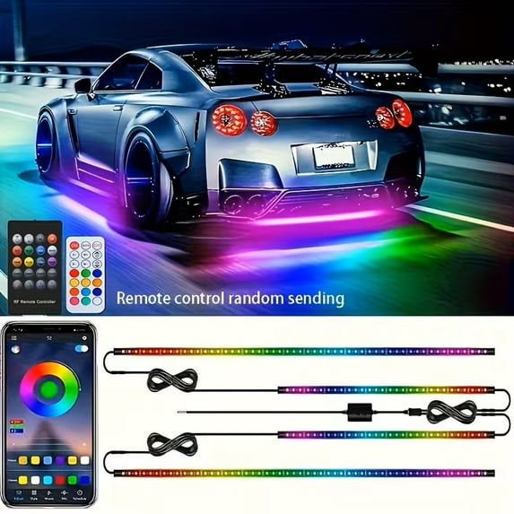 4 Car Chassis Light Strips And RGB Underbody Lighting Kit Featuring ...