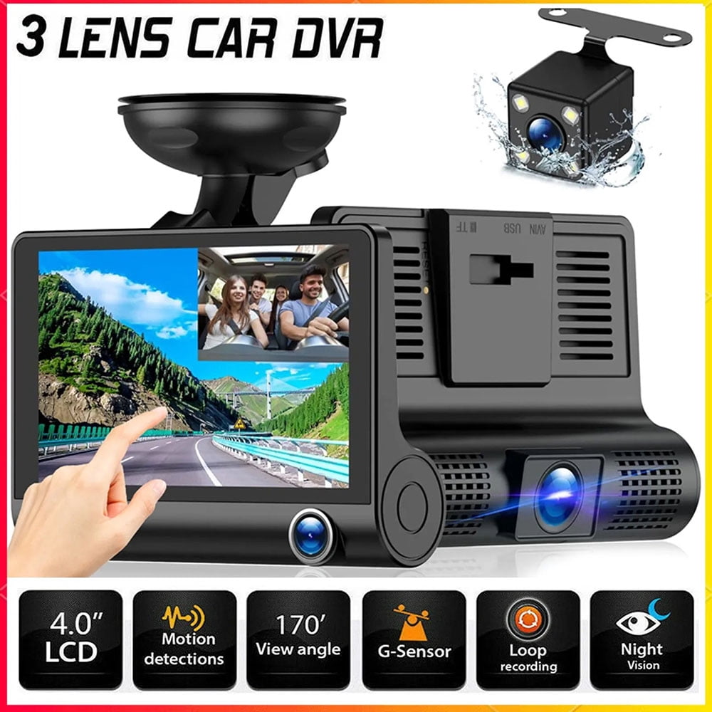 4"Car DVR 1080P Dual Lens Dash Cam Front + Gsensor Rear Video Recorder ...