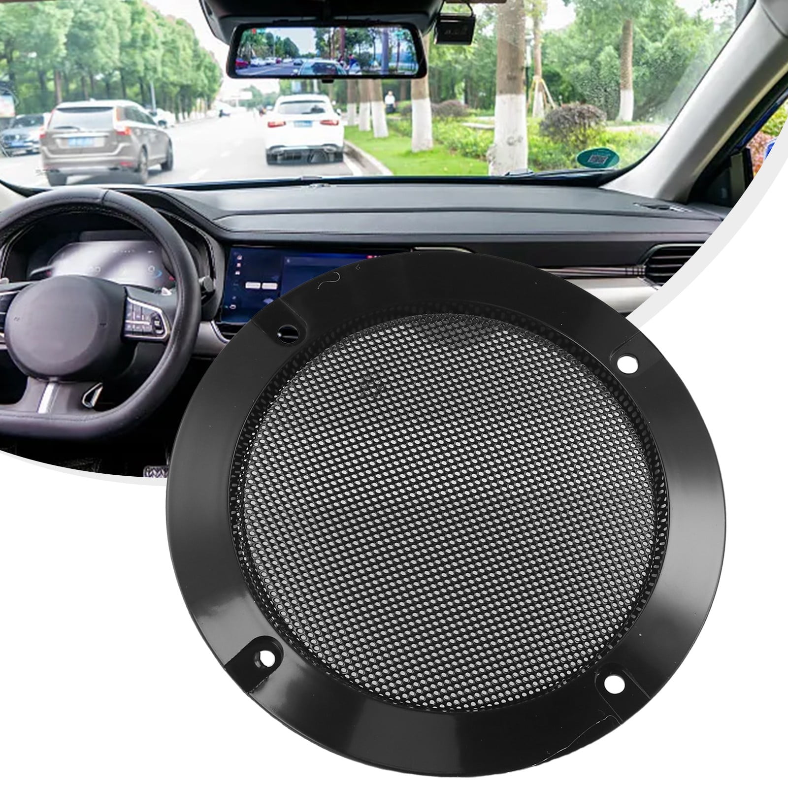 4" Car Metal Speaker Cover Mesh Subwoofer Grill Horn Guard Glossy Black ...