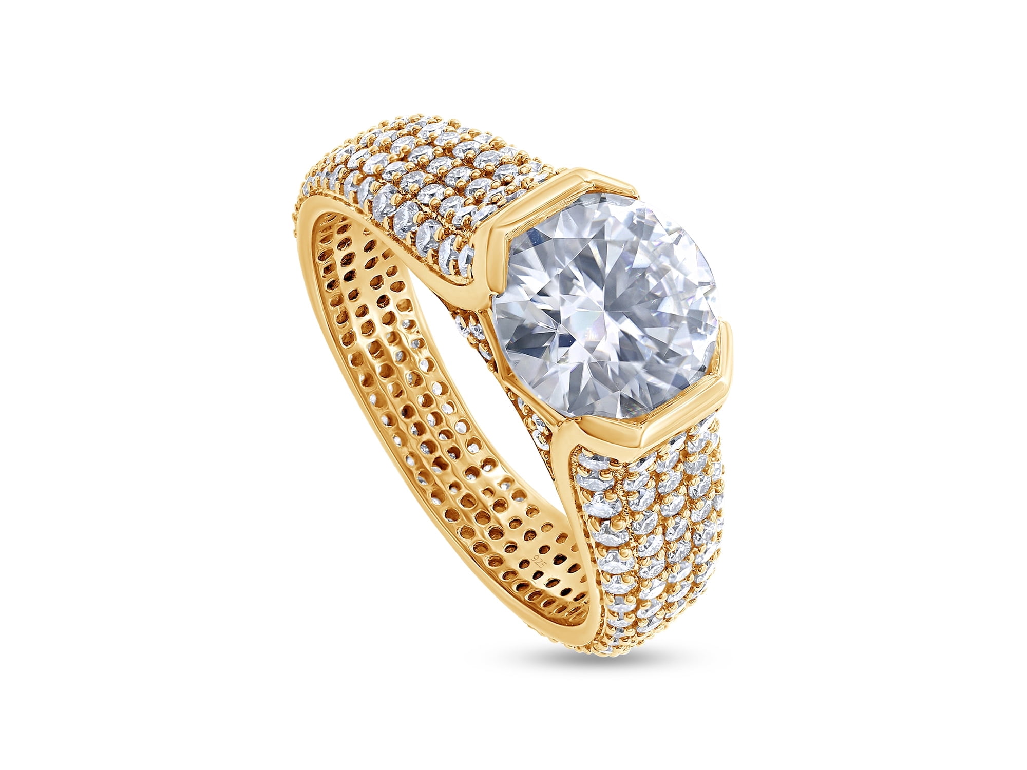 4 Carat Center 8MM Round Cut Lab Created Moissanite Diamond Men's Multi ...