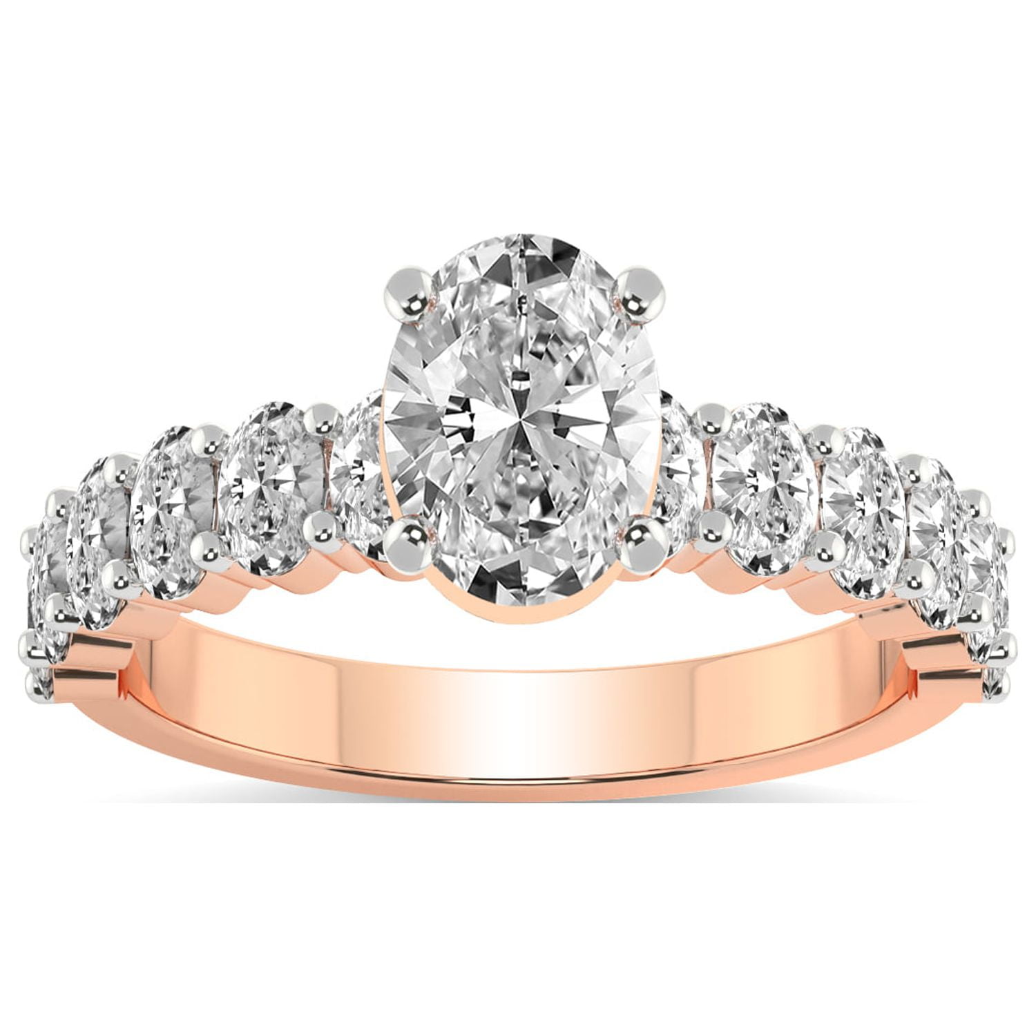 4 Carat IGI Certified Oval Shape Lab Grown Diamond Engagement Ring | 14K Rose Gold |Danica Side ...