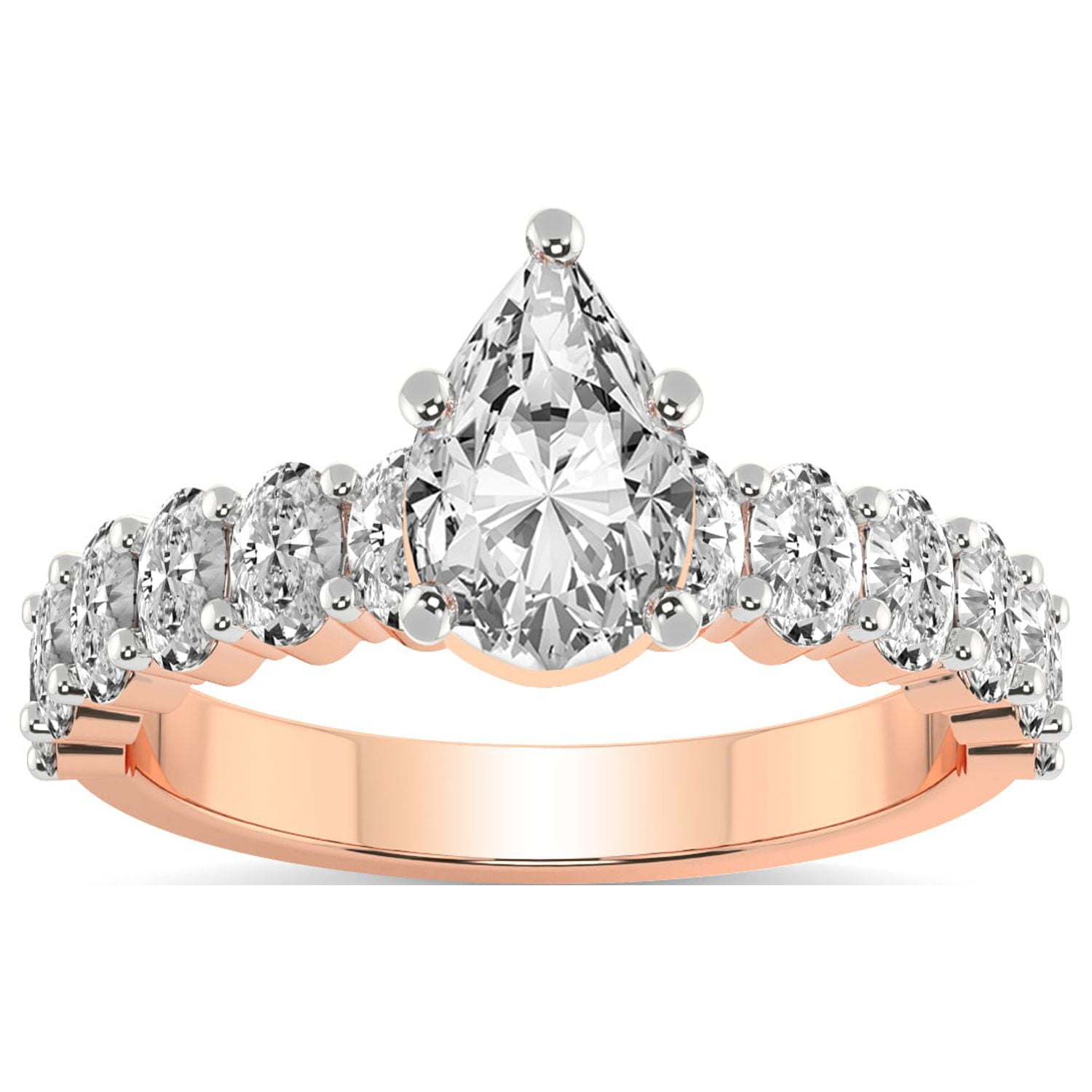 4 Carat IGI Certified Pear Shape Lab Grown Diamond Engagement Ring | 14K Rose Gold |Danica Side ...