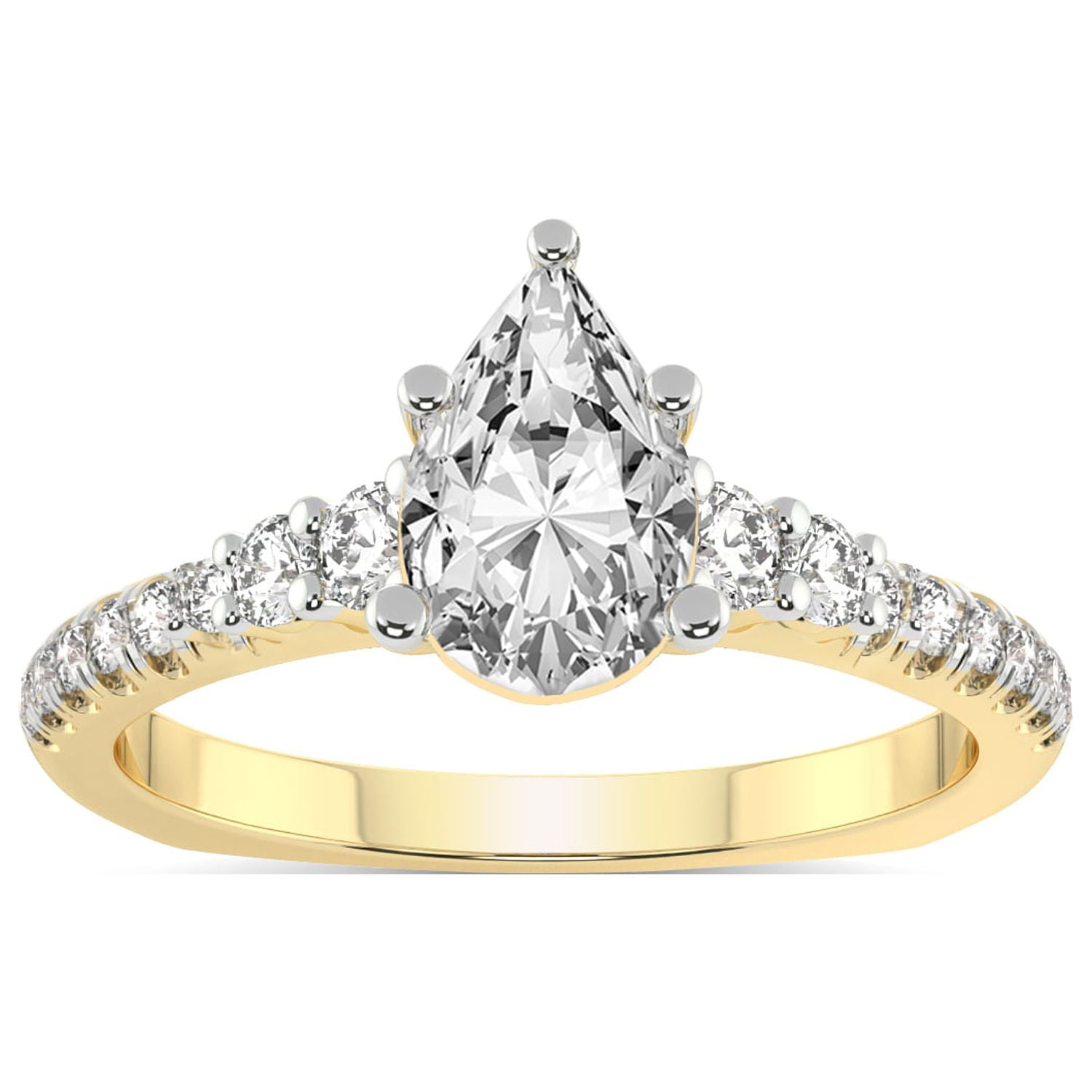 IGI Certified 4 Carat Pear Shape Lab Grown Diamond Engagement Ring | 14K White Gold |Geneva Side ...