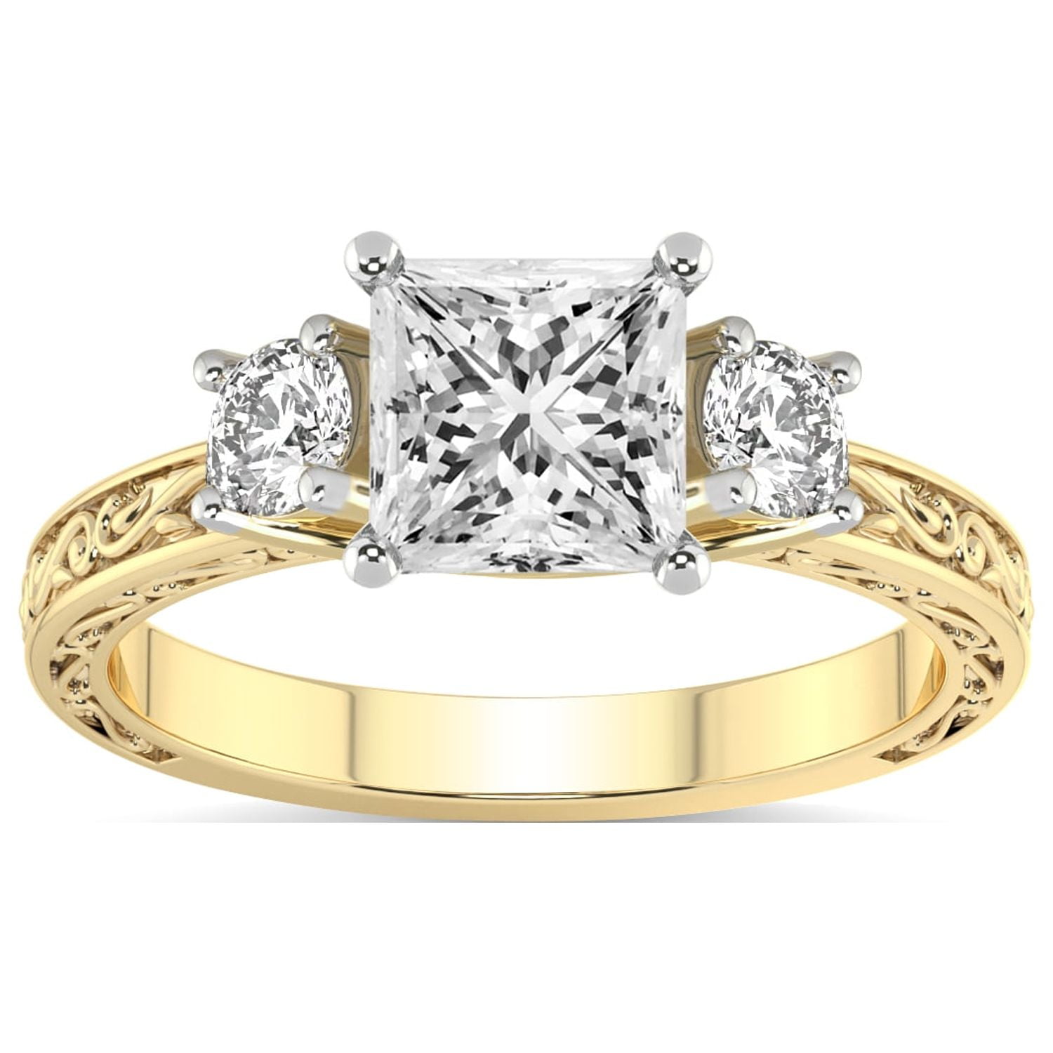 IGI Certified 4 Carat Princess Shape Lab Grown Diamond Engagement Ring ...