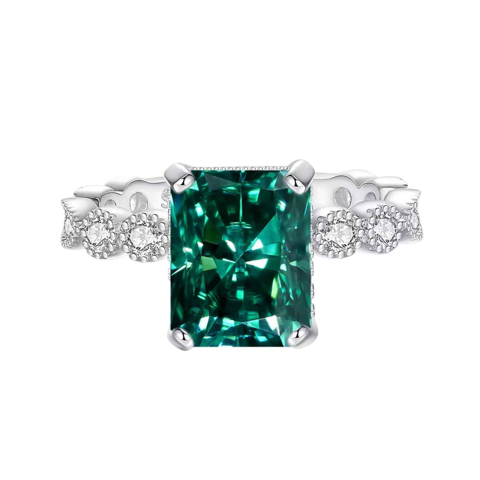 4 Carat Moissanite Rings for Women D Color VVS1 925 Sterling Silver ...