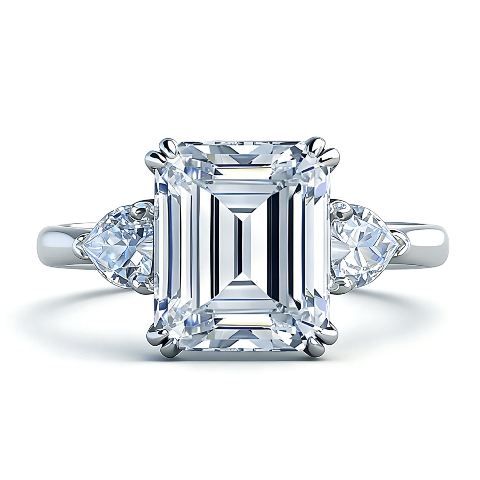 4 Carat Moissanite Rings for Women D Color VVS1 Clarity Emerald/Radiant ...