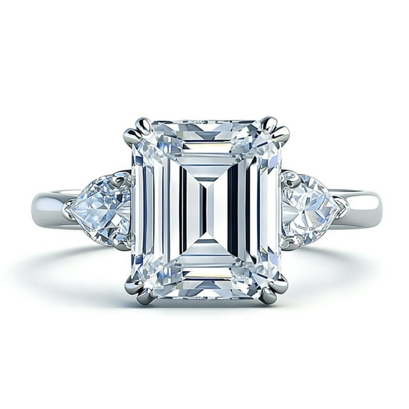 4 Carat Moissanite Rings for Women D Color VVS1 Clarity Emerald/Radiant ...