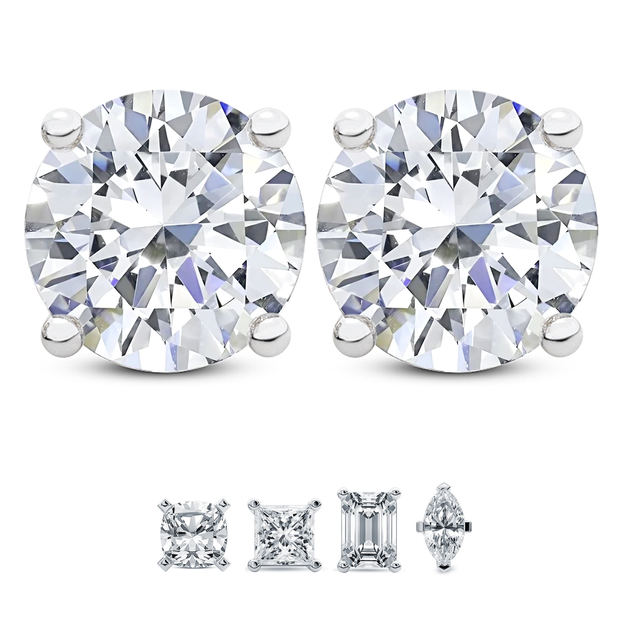 4 Carat Round IGI Certified Lab Grown Diamond Solitaire Earrings | 14K ...