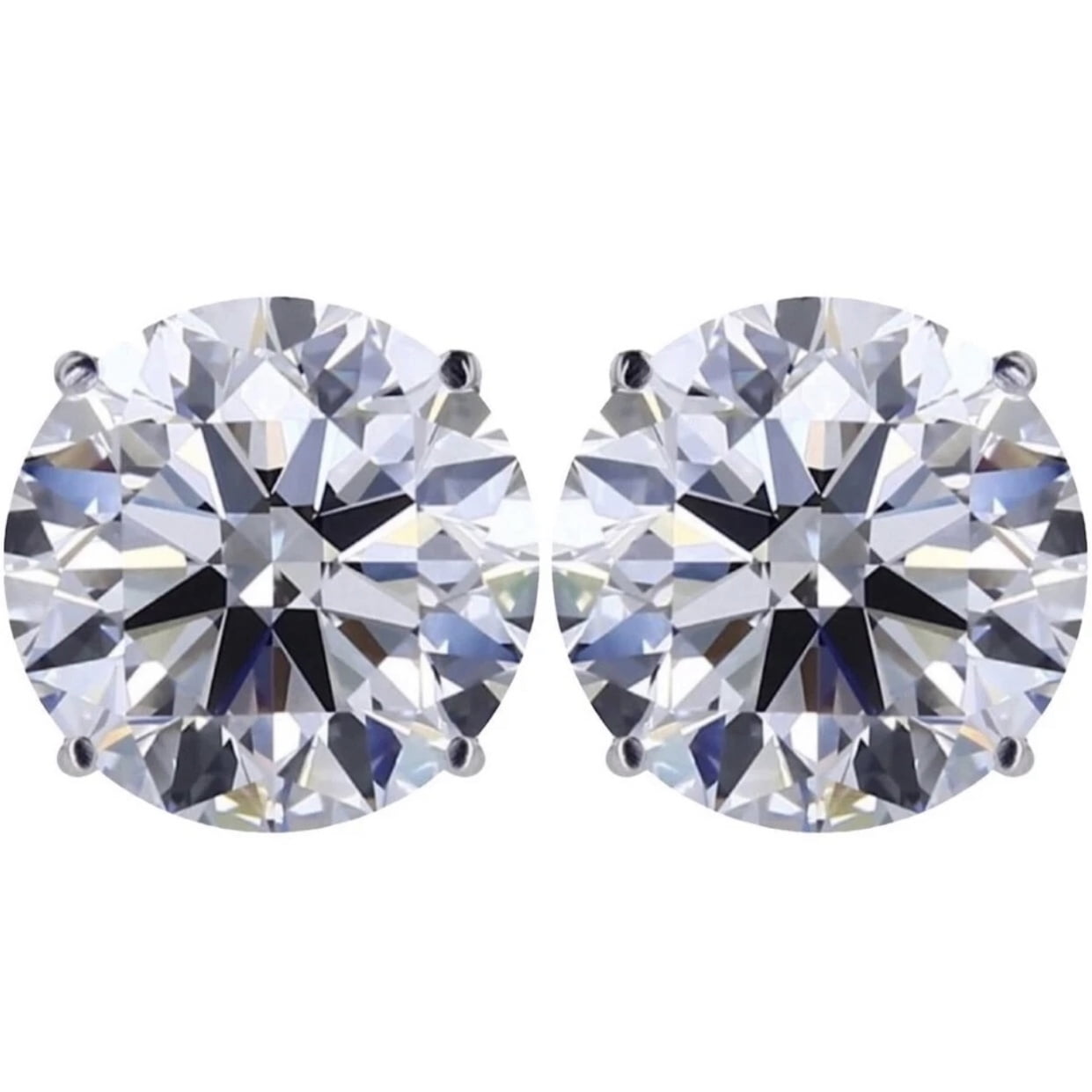 4 Carat VVS Real Lab Grown Moissanite Diamond Round 2 Stud Earrings 925 ...