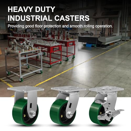 4" Caster Wheels Set of 4, Heavy Duty Casters, Polyurethane Industrial ...