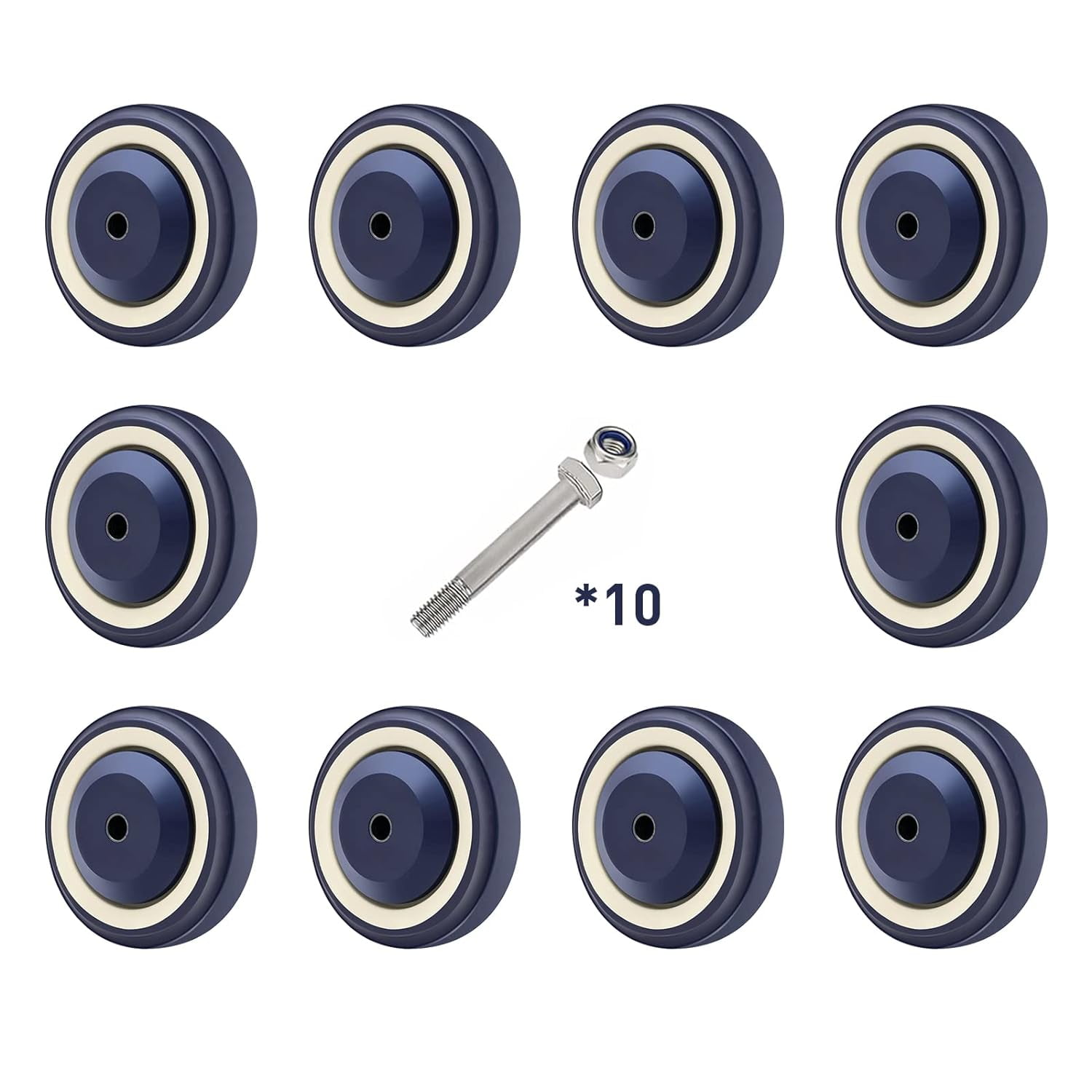 4" Casters, 3/8" Axle Shopping Cart Replacement Polyurethane Wheels ...