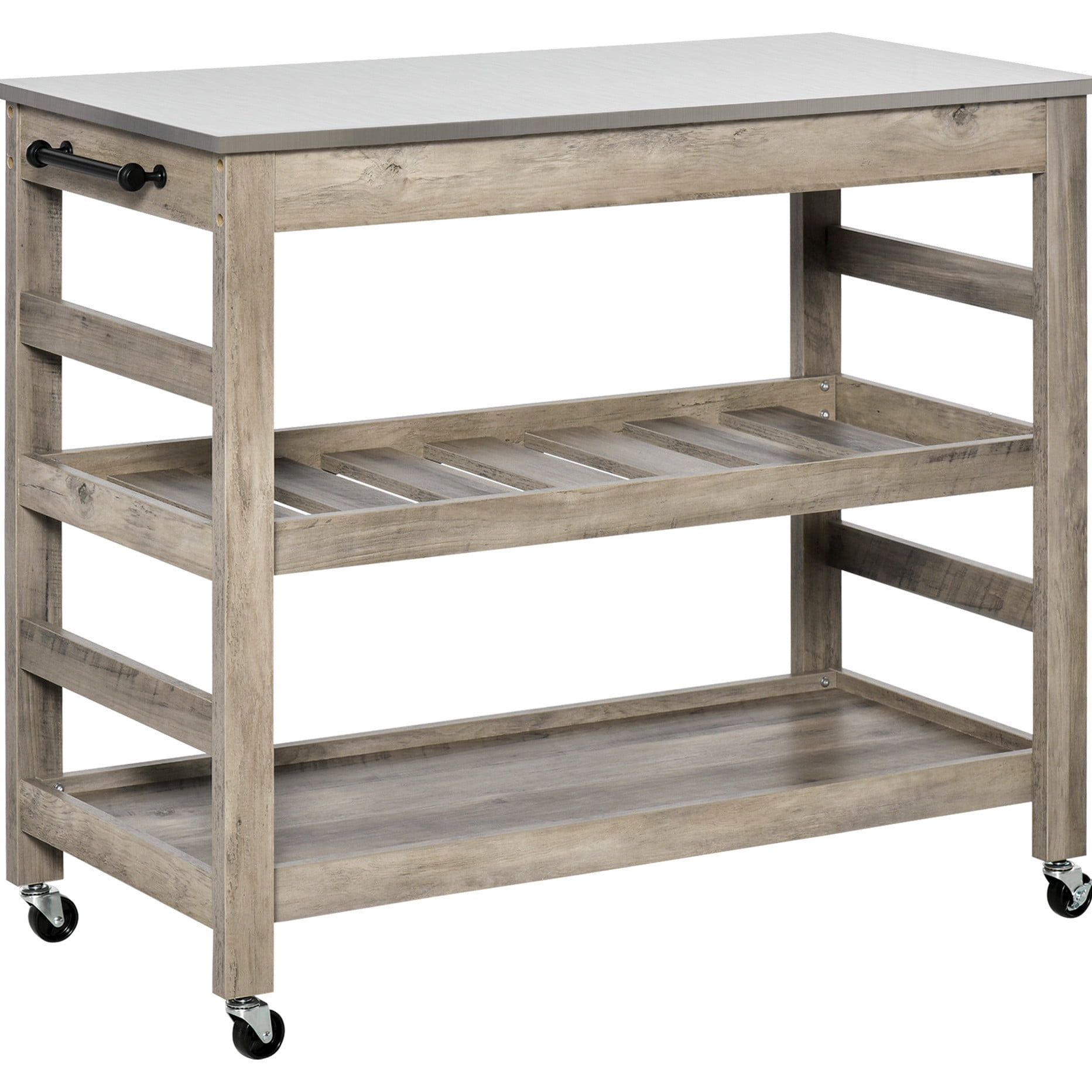 4 Castor Wheels for Mobility + Ample Shelves"-"Kitchen Cart Movement ...