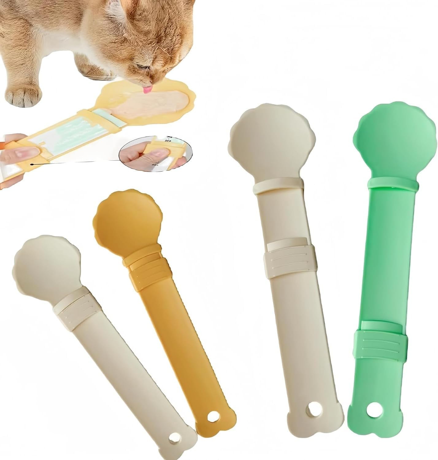 4 Cat Strip Feeding Scoops, Cat Strip Stretcher, Cat Lickable and ...
