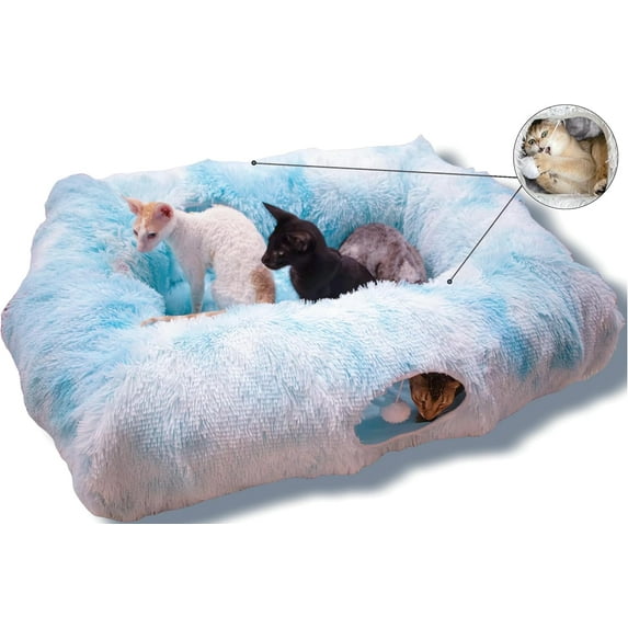 4 Cave Shuttled XL Cat Tunnel Bed for Indoor Cats Peekaboo Toy Donut ...
