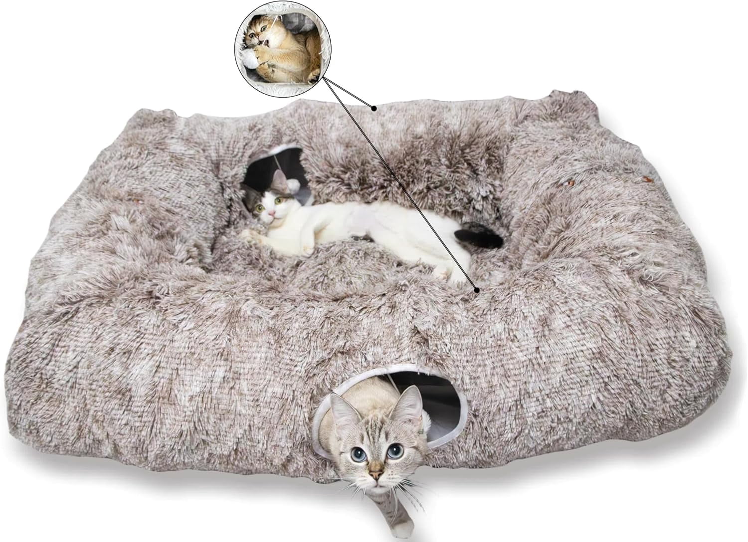 4 Cave Shuttled XL Cat Tunnel Bed for Indoor Cats Peekaboo Toy with ...