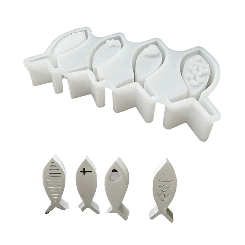 4 Cavities Fish Shape Silicones Crafting Mold for Artistic Resins Light ...