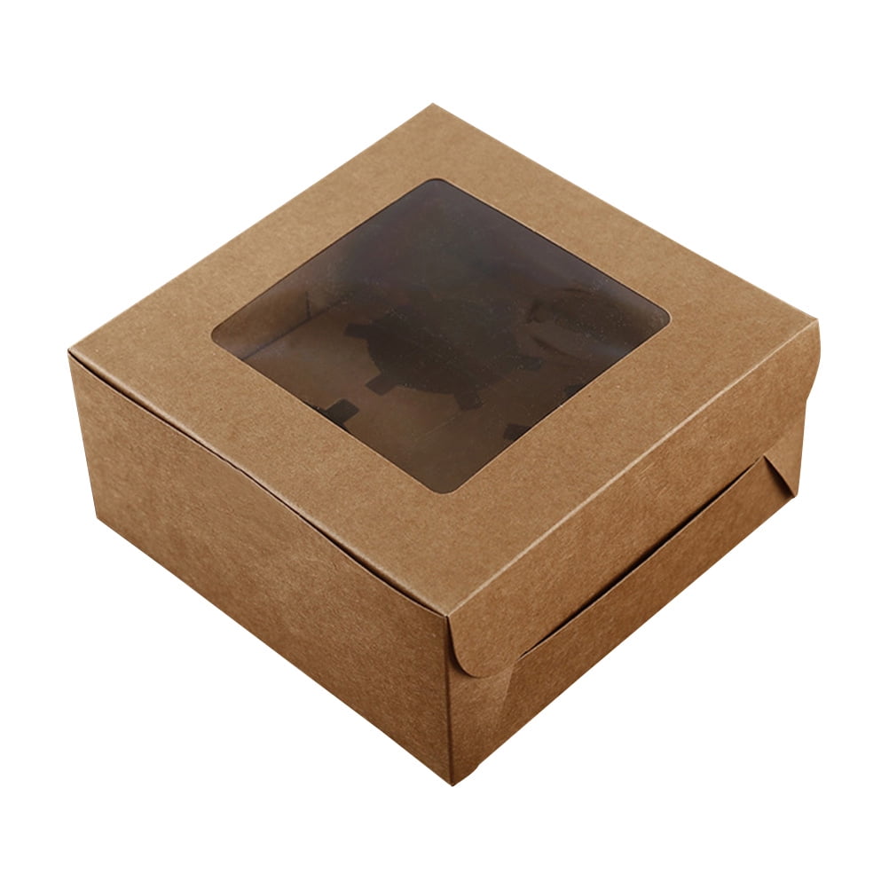 4 Cavities Kraft Paper Cupcake Box Dessert Containers Bakery Cake ...