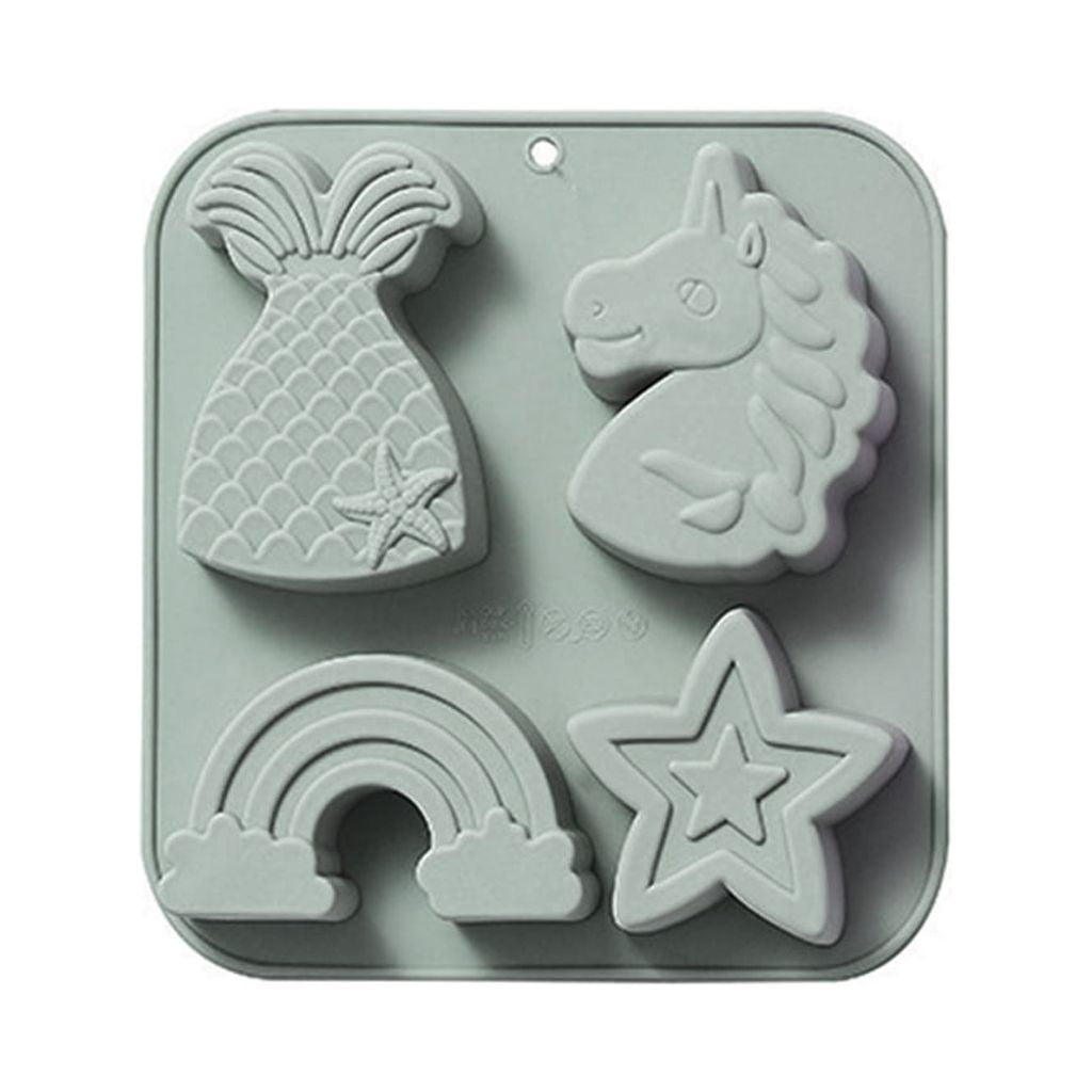 4 Cavity 3D Unicorns Silicone Mold Fondant Cake Border Moulds Chocolate ...