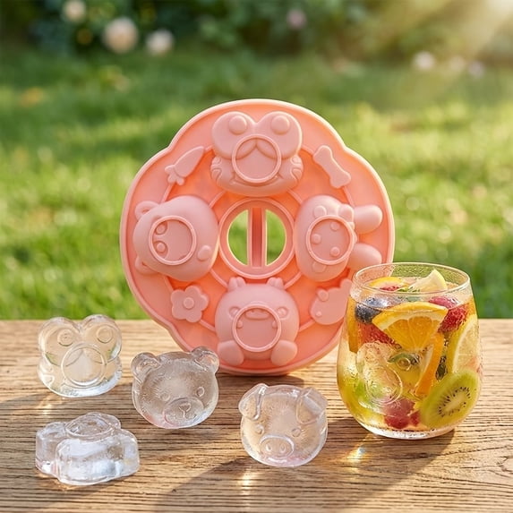 4-Cavity Animal Head Silicone Ice Cube Tray - Fun and Creative Mold for ...