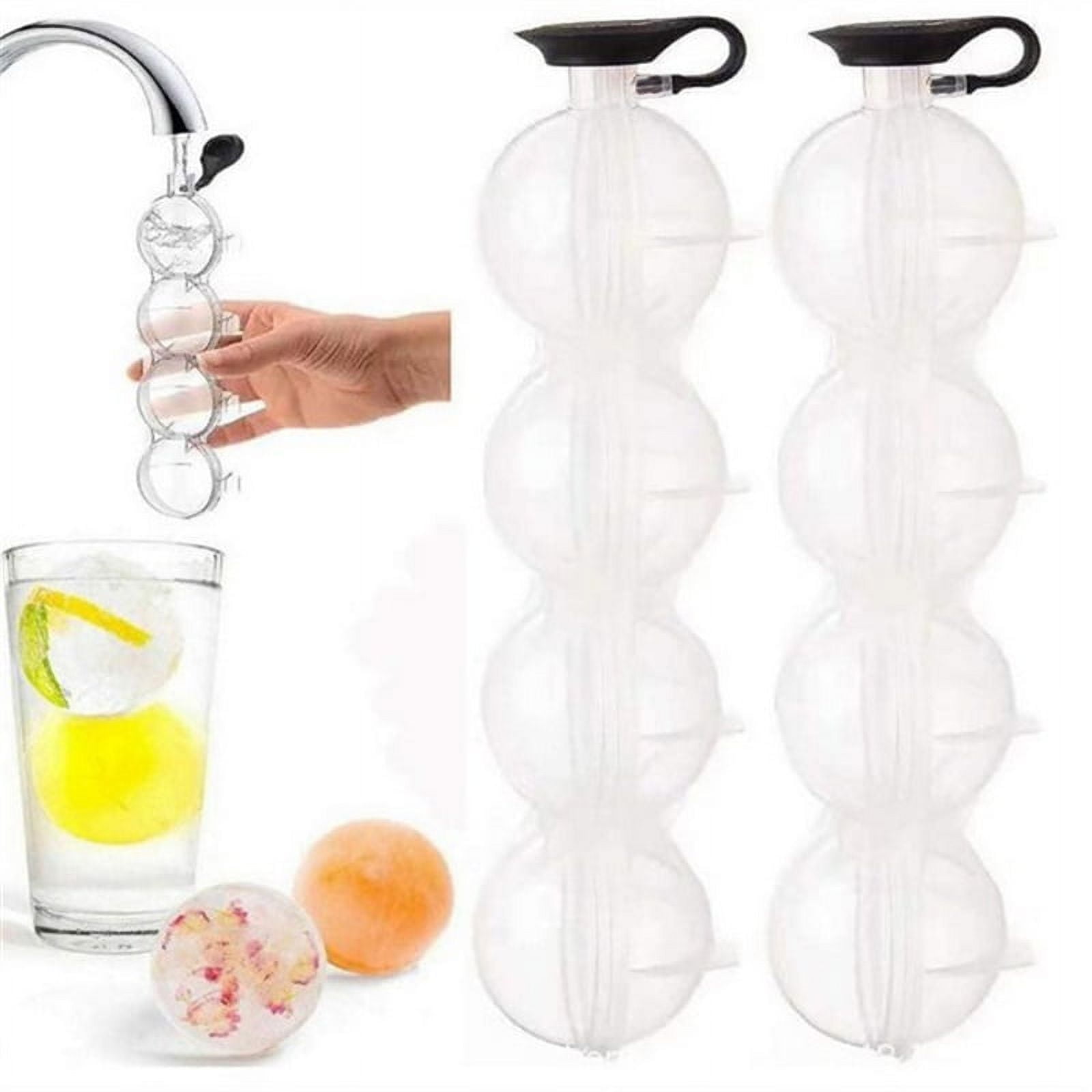 4 Cavity Bar Sphere Ice Cube Mould Mold Ball Freezer Maker Tray Whiskey ...