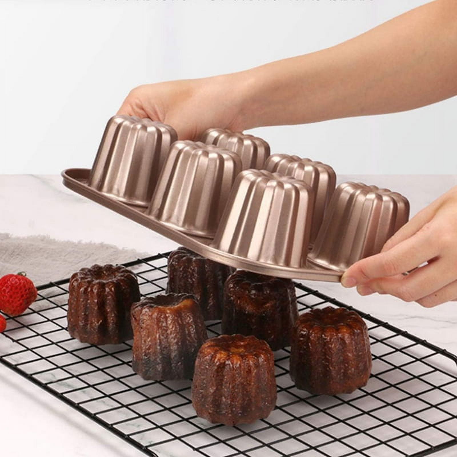 4-Cavity Canele Mold Cake Pan, Non-Stick Canele Baking Pan for Oven ...