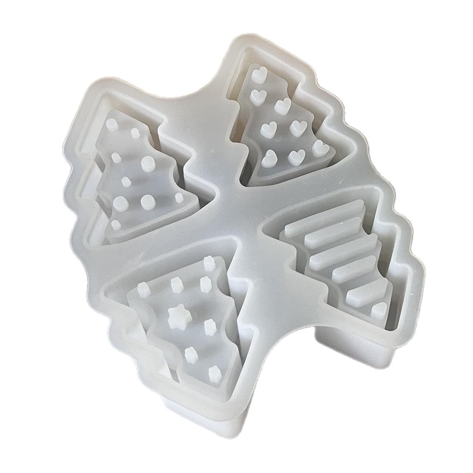 4-Cavity Christmas Tree Silicone Mold for Tealight Holders, Epoxy Resin ...