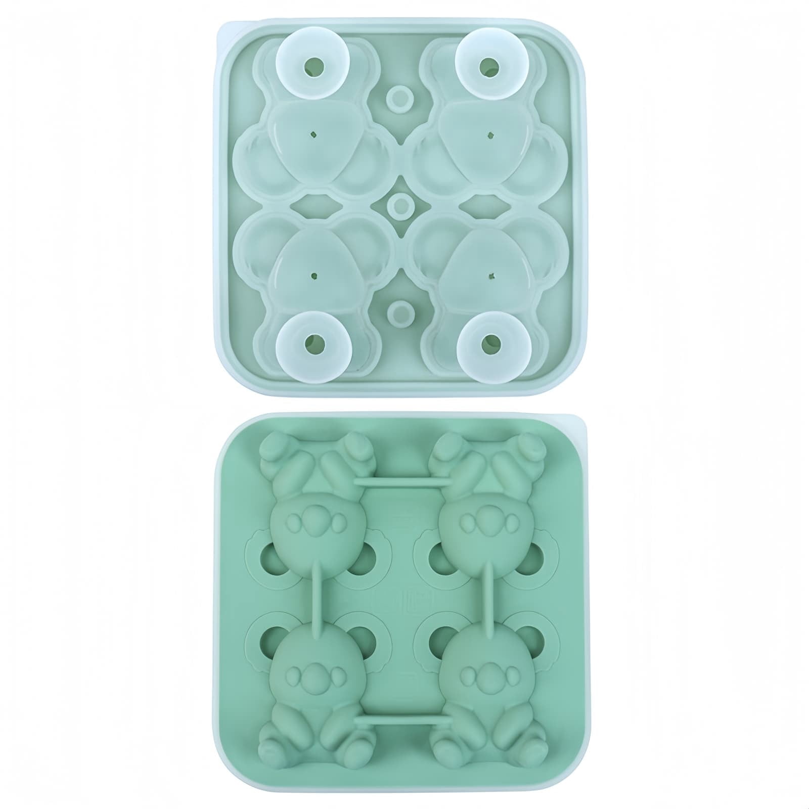 4-Cavity Cute Koala Shaped Silicone Ice Tray Food Grade Non-Stick Mold ...