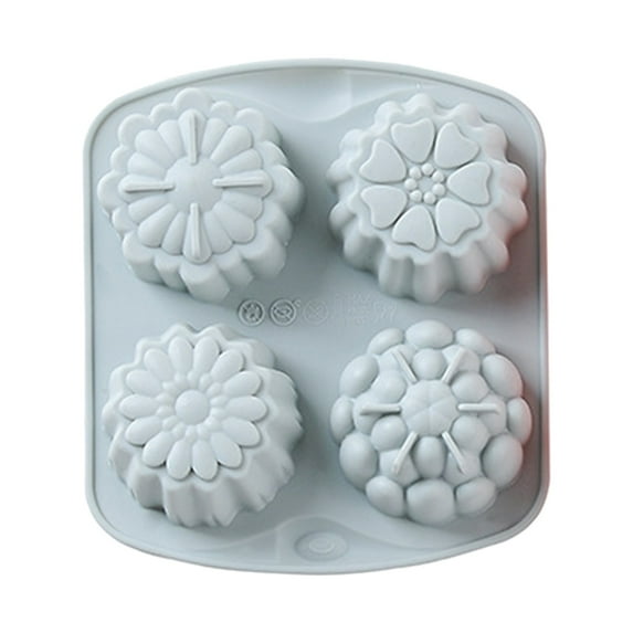 4 Cavity Flower Silicone Cake Molds Flexible Baked Easy Release Non ...