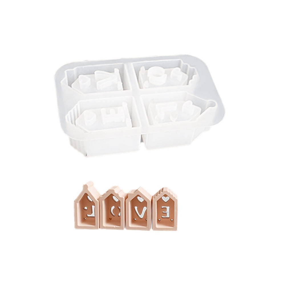 4 Cavity House Shape Silicone Mold Easy Releasing Mold Lighting Project ...