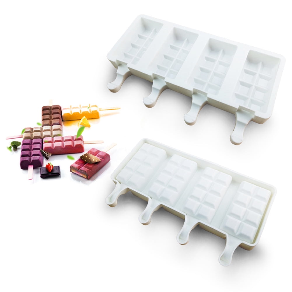 4-Cavity Ice Lolly Pop Cream Mold Tray Summer DIY Silicone Maker ...