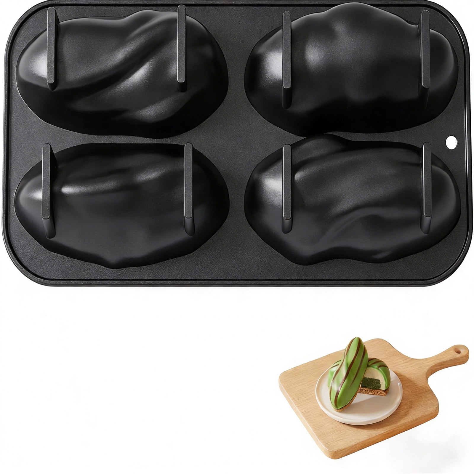 4-Cavity Nut-Shape Silicone Baking Mold, Non-Stick Easy Release for ...