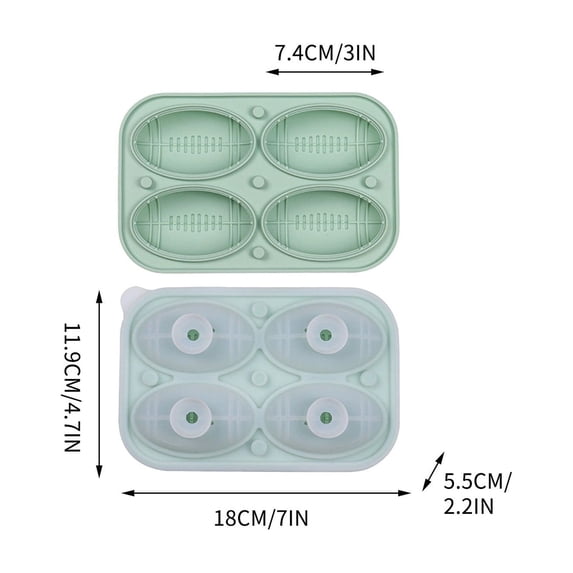 4-Cavity Rugby-Shaped Silicone Ice Cube Tray, Food-Grade Ice Ball Mold ...