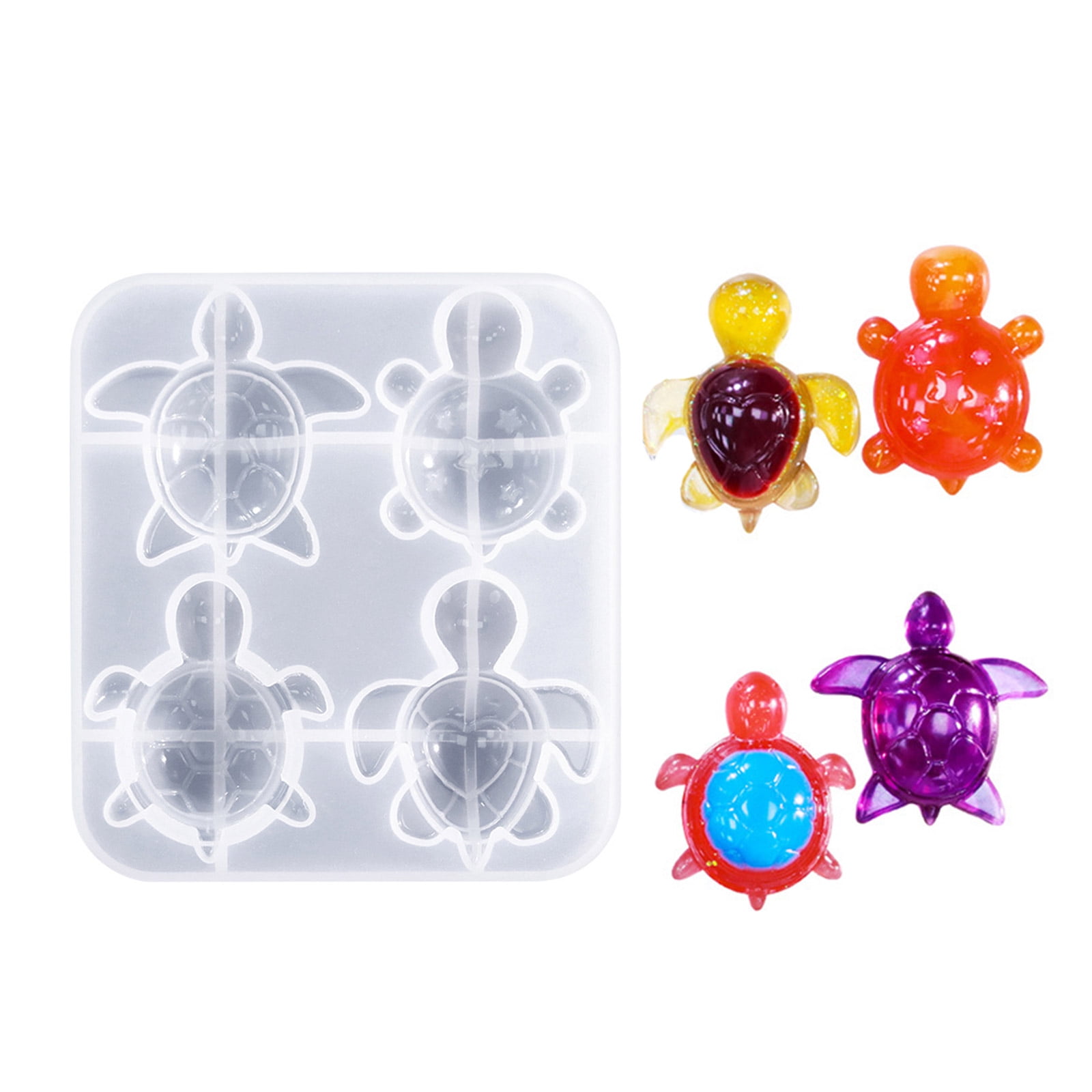 4-Cavity Tortoise Shaped Silicone Mold For Resin Jewelry Pendant Art ...