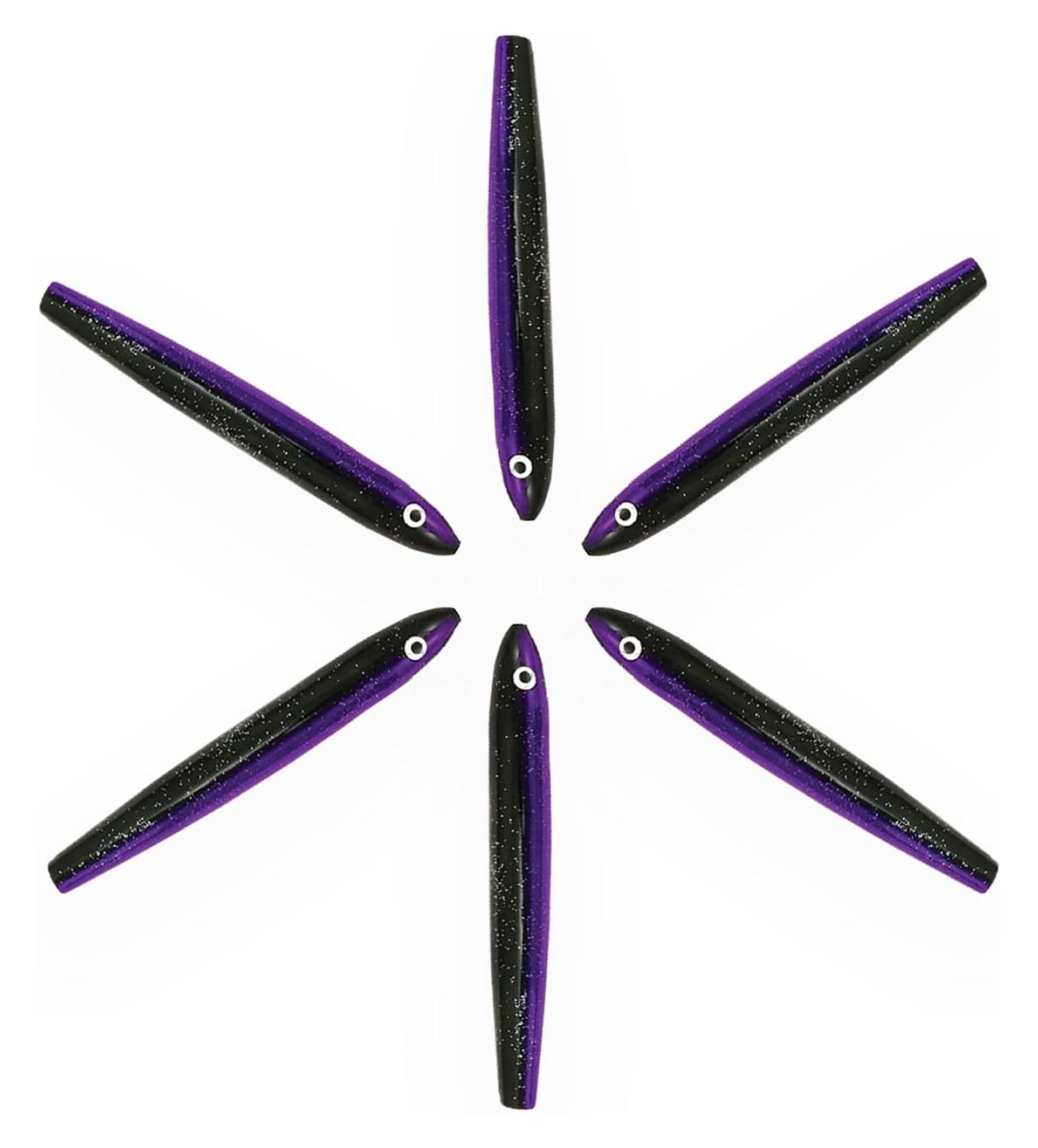 4" Cedar Plug Tuna Fishing Lures, 6 Pcs Purple/Black Unrigged, for ...
