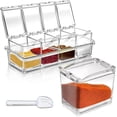 4-Cell Clear Seasoning Rack Spice Box Storage Container Condiment Jars ...