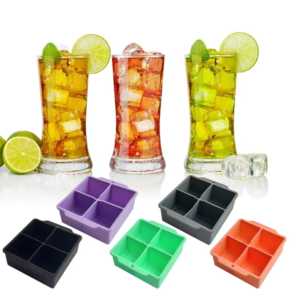 4-Cell Ice Tray with Lid | Leakproof Silicone Ice Cube Mold • BPA-Free ...