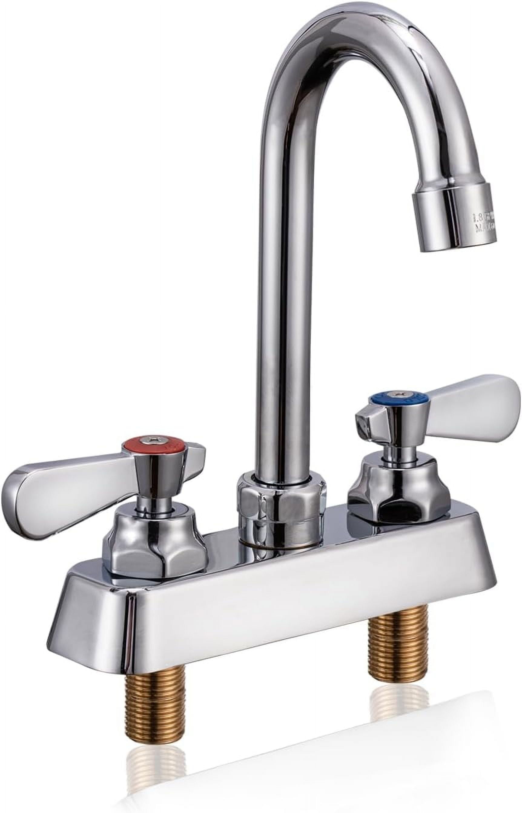 4" Center Deck Mount Commercial Kitchen Sink Faucet with 3-1/2 ...