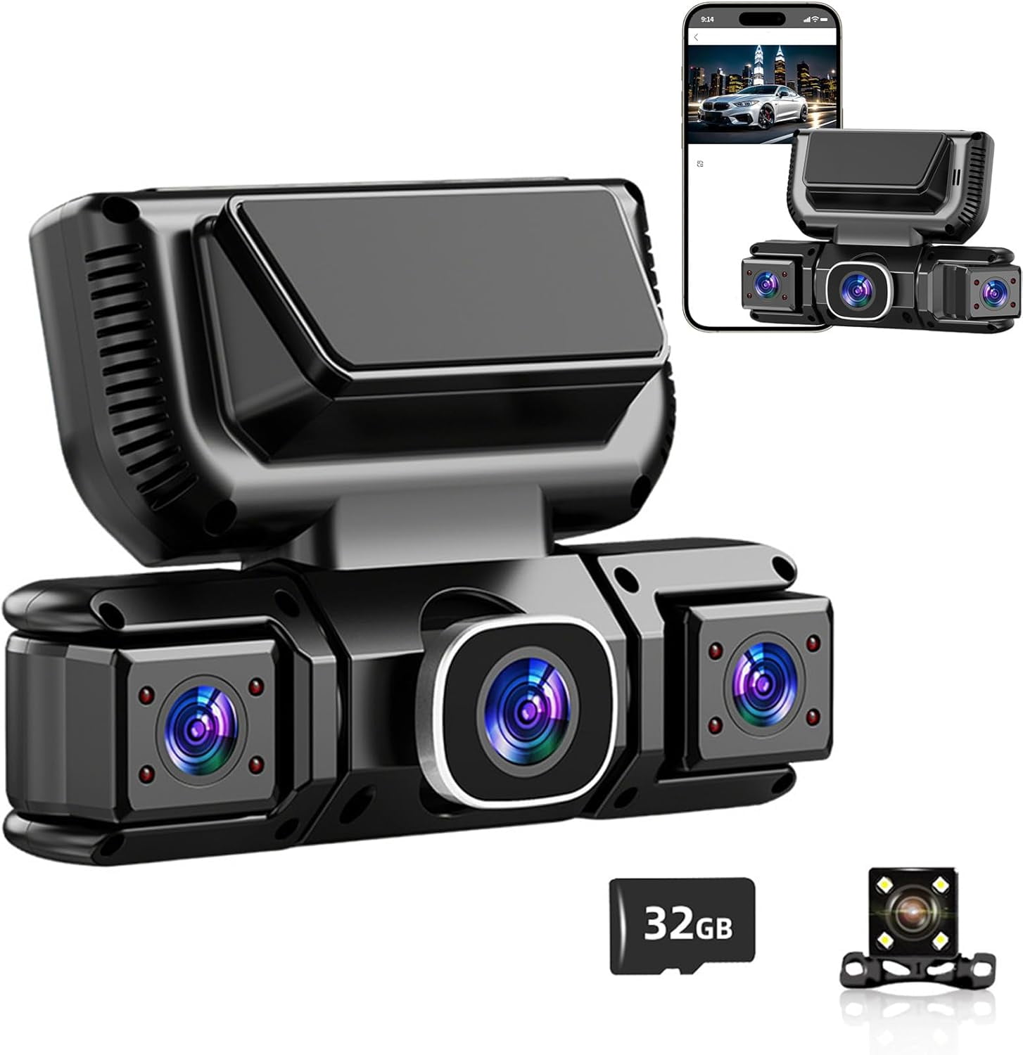 4 Channel 360° WiFi Dash Cam – Front, Rear, Inside Car DVR with App ...