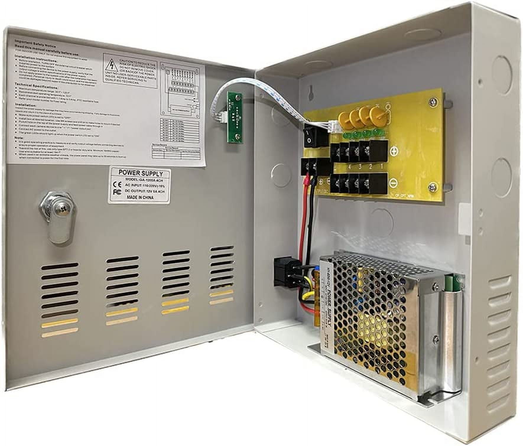 4 Channel 4 Port Power Box Security Camera 12V DC 5A Amp CCTV DVR Power ...