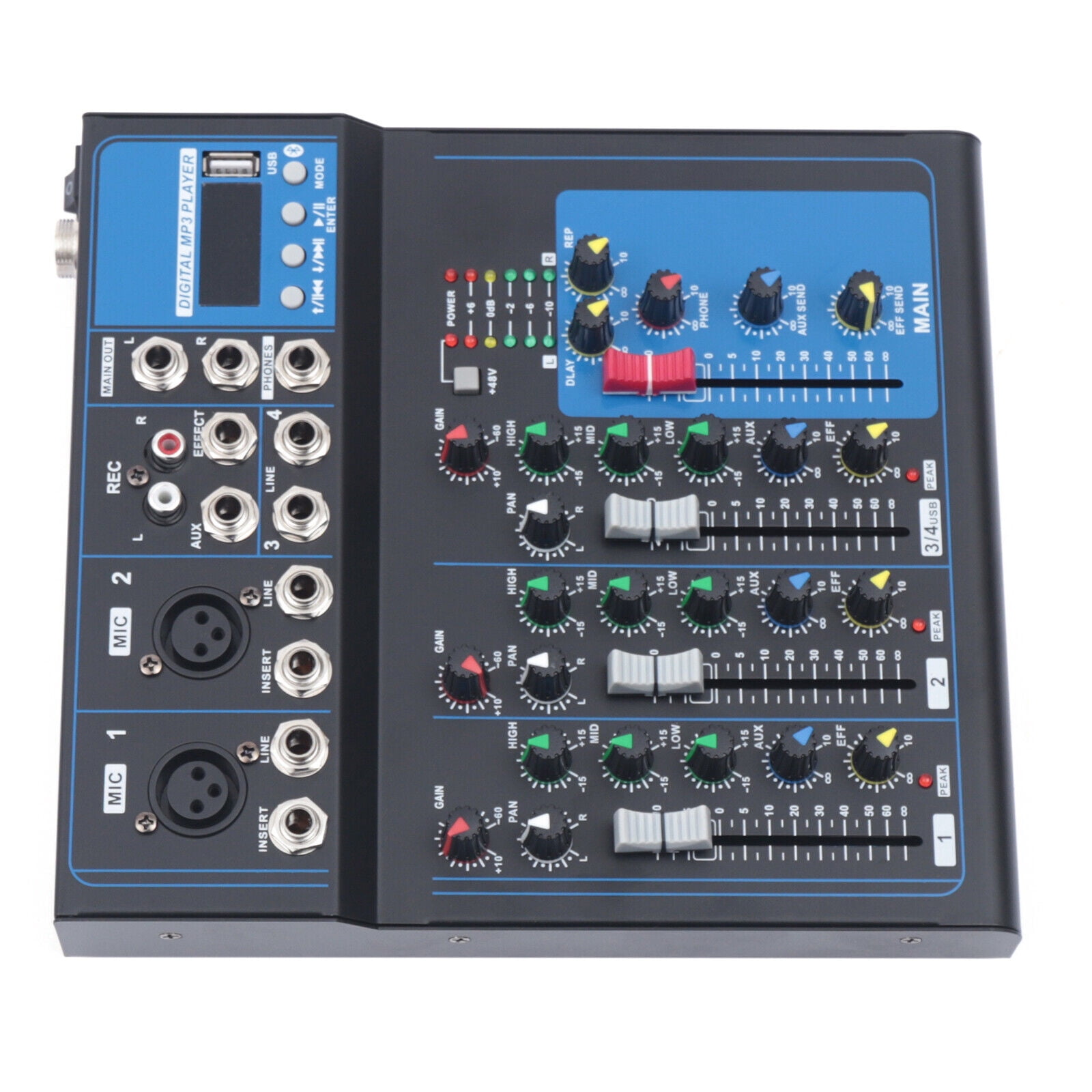 4 Channel Audio Mixer Portable Professional Bluetooth Digital DJ ...