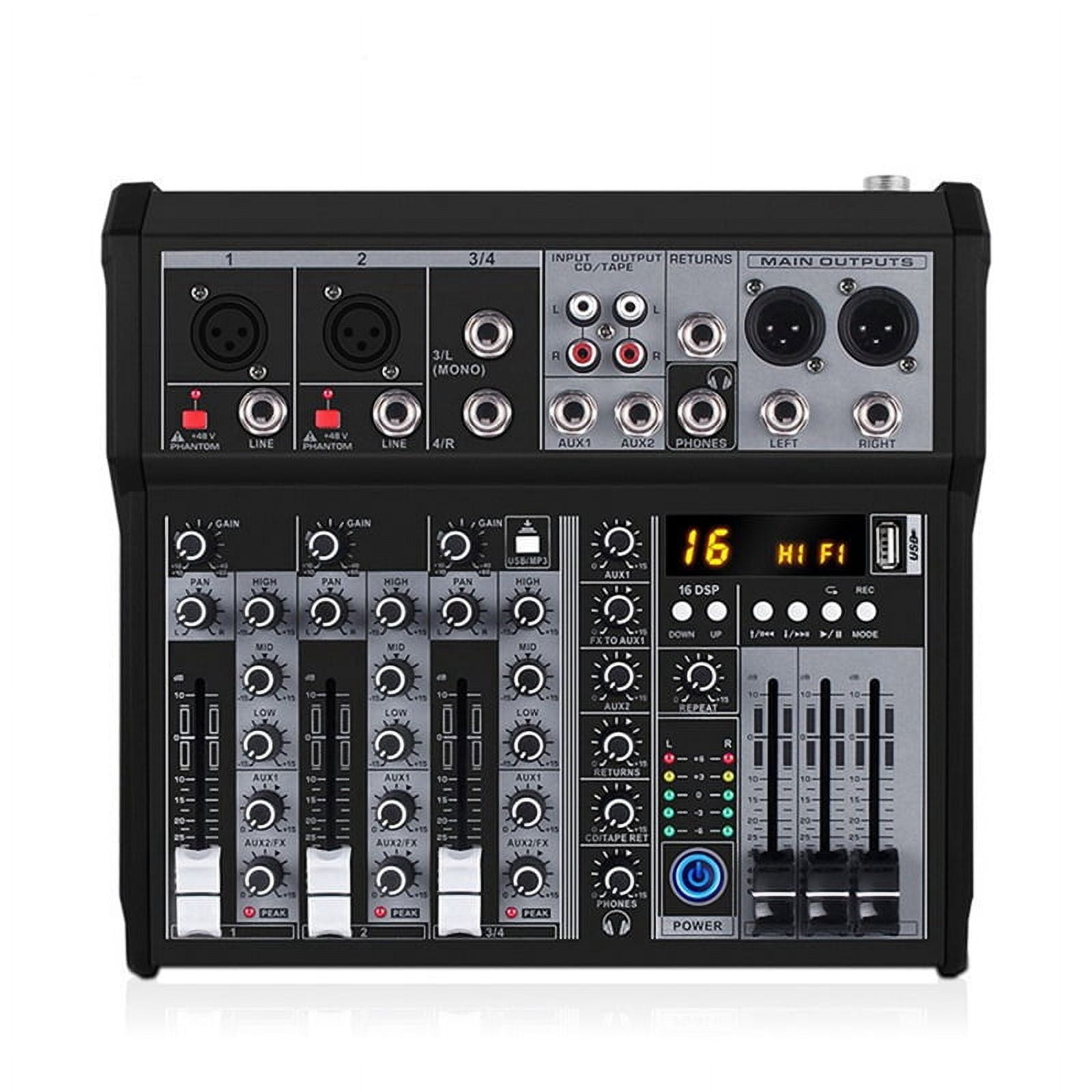 4 Channel Bluetooth Audio Mixer Sound Mixing Console Audio Interface ...